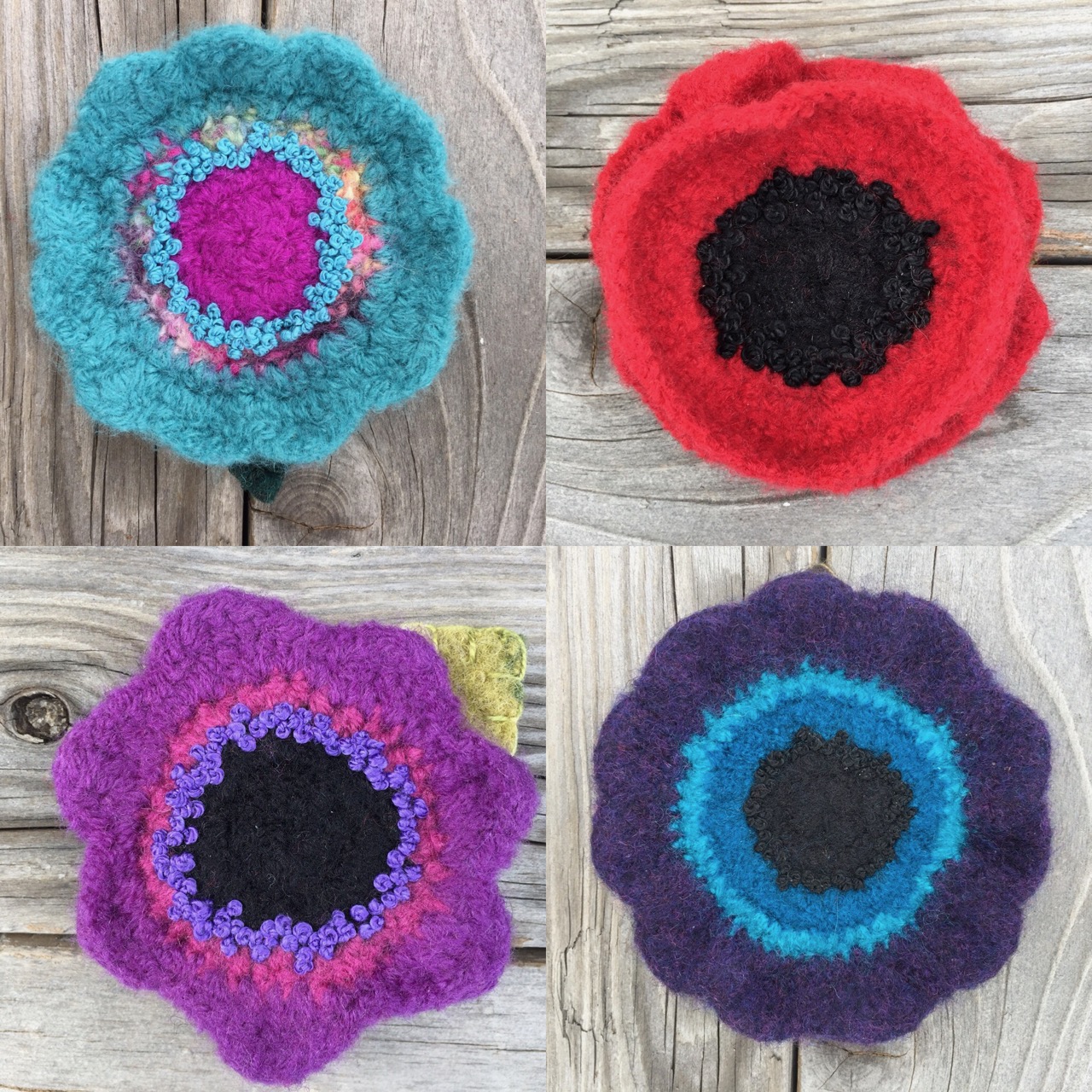 Wool Flower Pin - Amy Mundinger: Pine Tree Studio Art Quilts and More