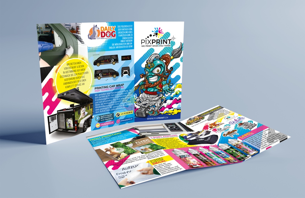 Referenzen: PixPrint Eigenwerbung - Flyer, Folien, Visitenkarten & Grafik