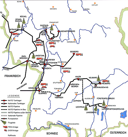 Die Nato-Pipeline (ceps) endet in Büchel / Alflen. Flugbenzin wird ...