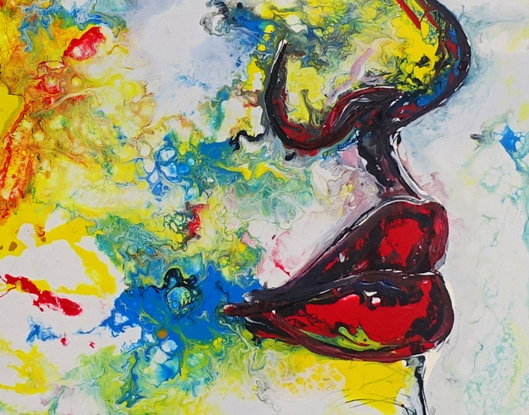 Gesicht abstrakt bunt Frau Portrait moderne Malerei - Burgstaller