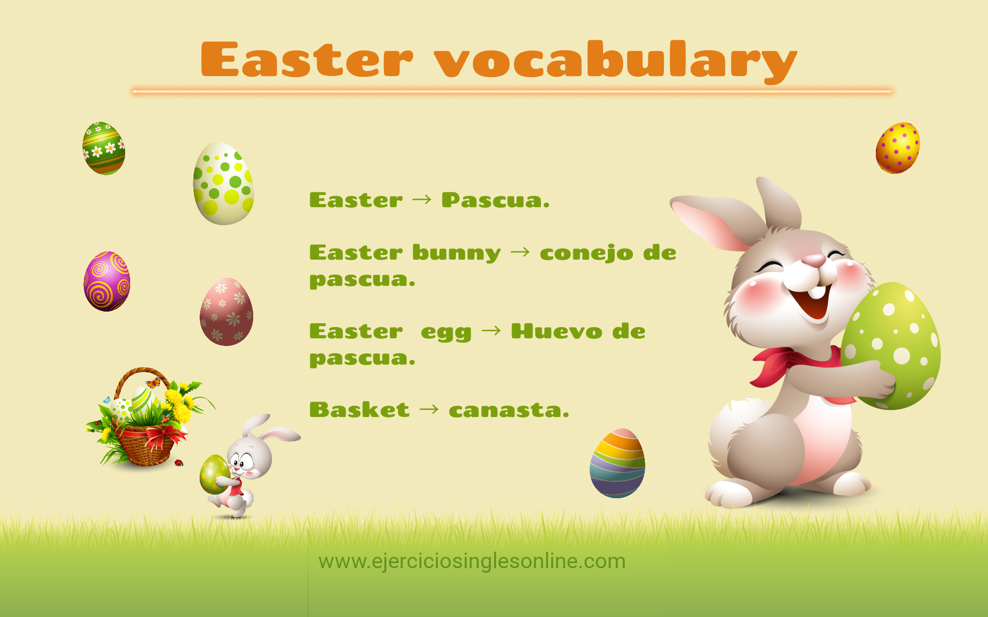 Vocabulario de Pascua en inglés - Ejercicios inglés online