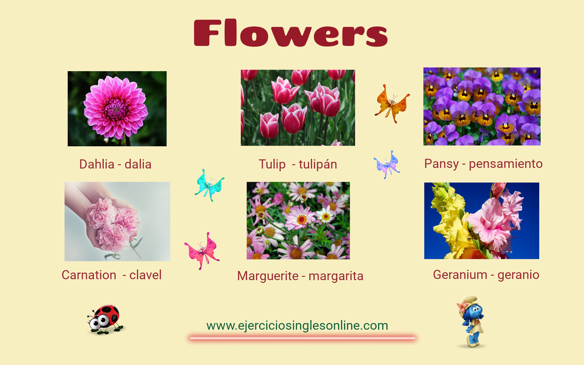 Vocabulario primavera en inglés - Ejercicios inglés online