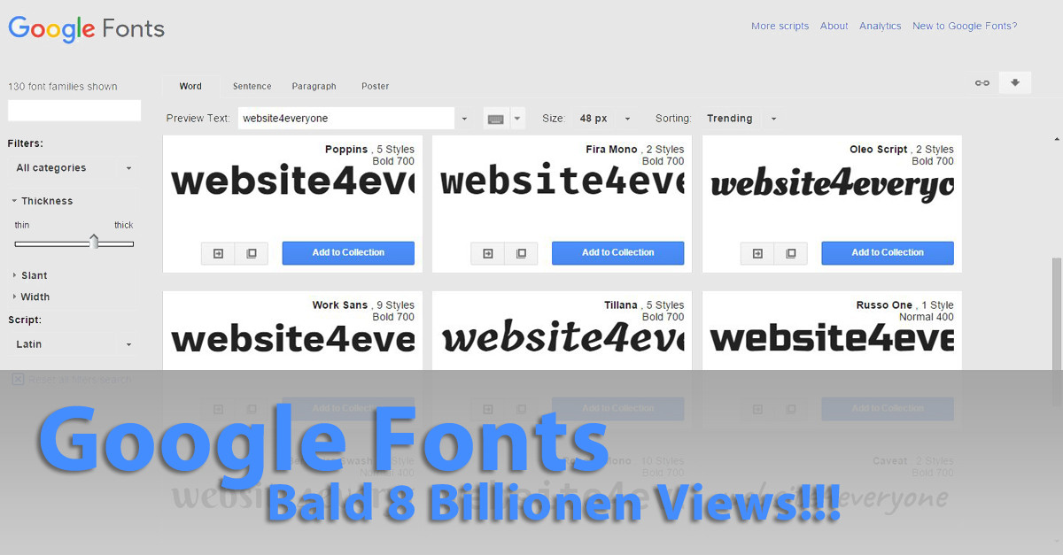 Google Fonts bald 8 Billionen Views - Jimdo Webdesign von Website4everyone