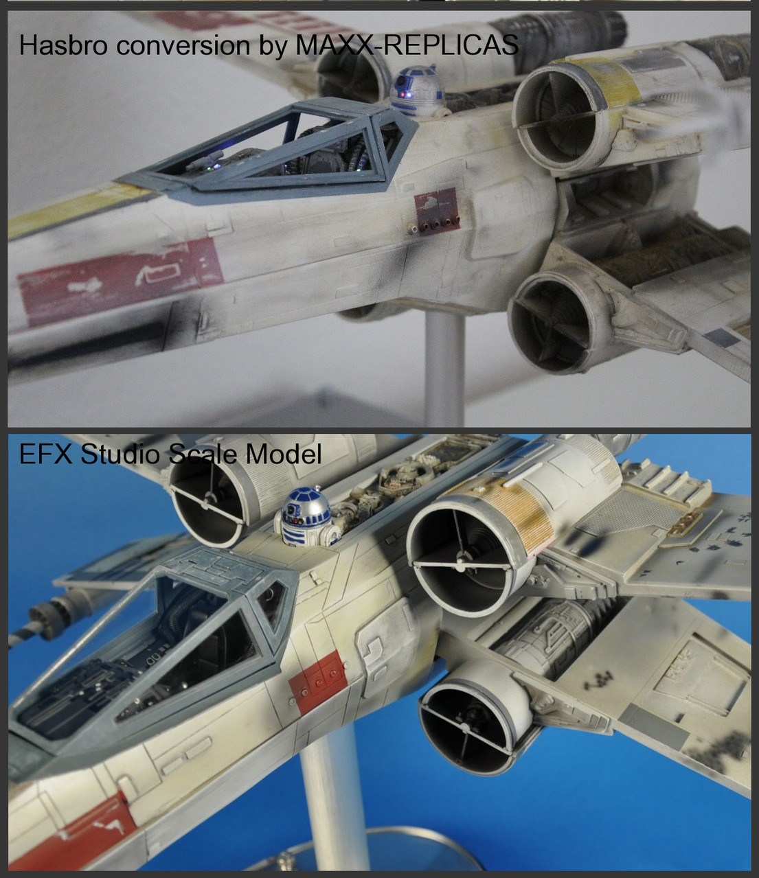 Hasbro X-Wing "out of the box" vs. MAXX-Replicas X-Wing conversion ...