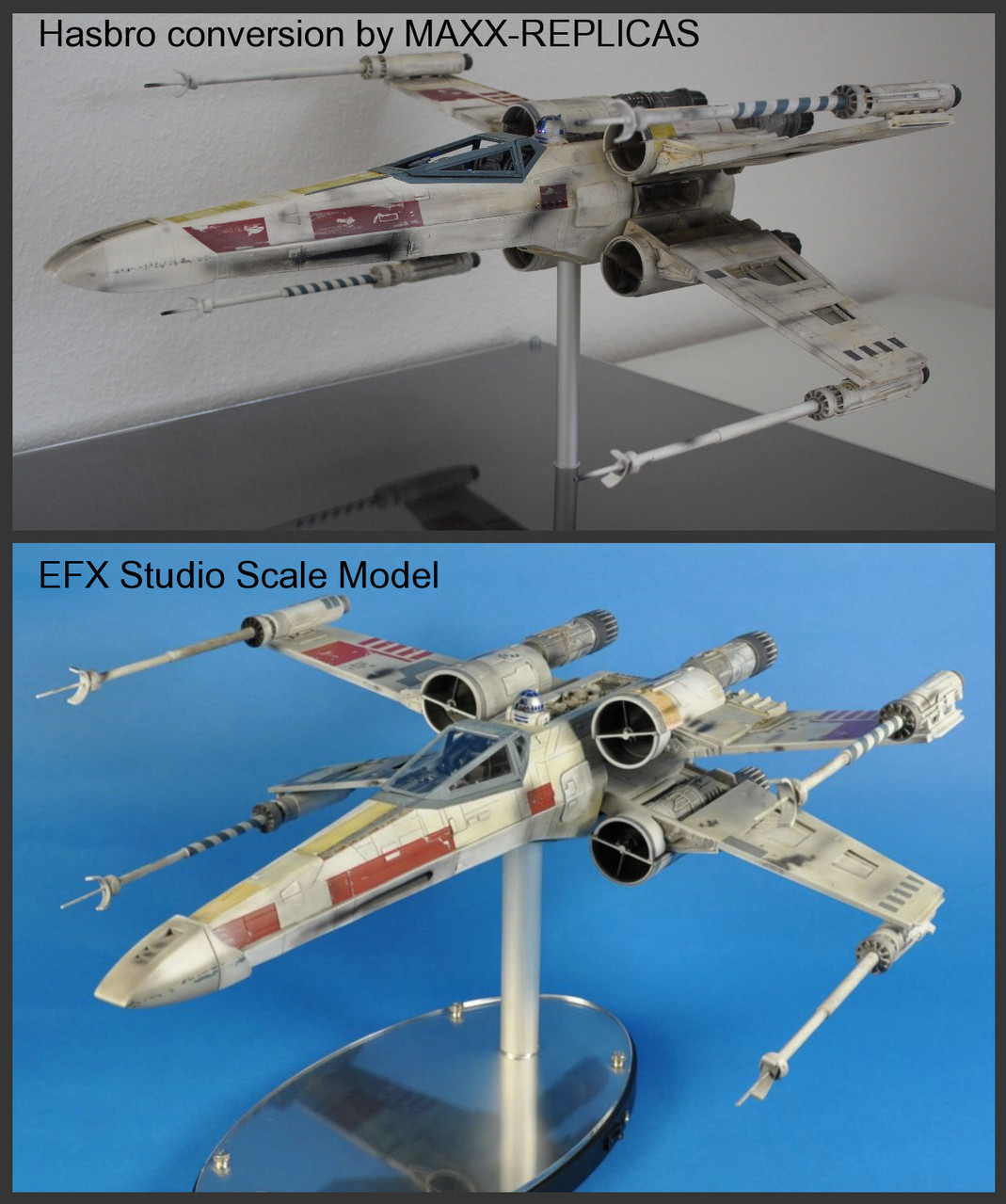 Hasbro X-Wing "out of the box" vs. MAXX-Replicas X-Wing conversion ...