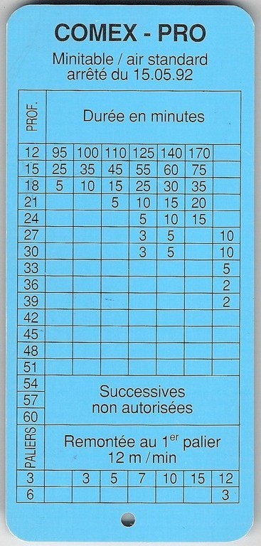 TABLES DE PLONGEE ... - PLONGEE COLLECTION