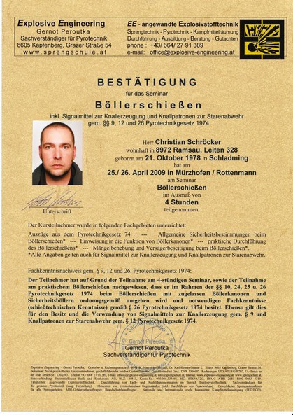 Ausbildung zum Pyrotechniker der Kategorien F3 - F4 und zum ...