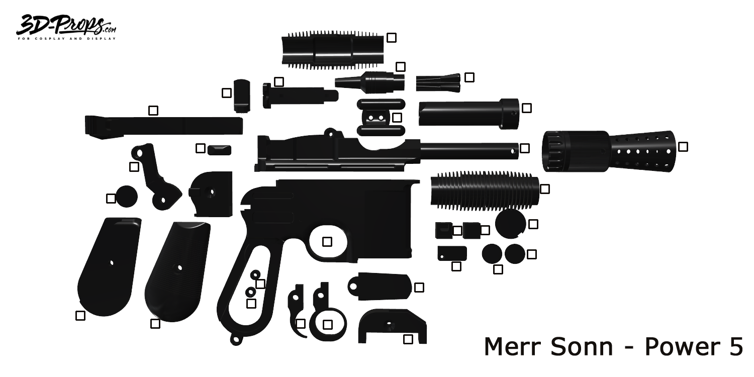 Merr Son - Power 5 - 3D FILES - 3D-PROPS Blasters for display and cosplay.