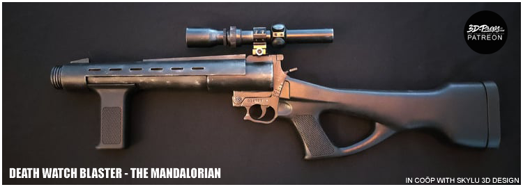 DEATH WATCH BLASTER - 3D FILES - 3D-PROPS Blasters for display and cosplay.