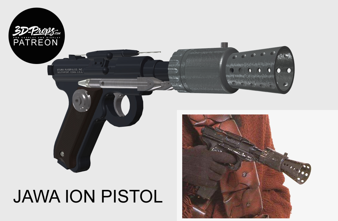 JAWA ION Blaster Pistol - 3D FILES - 3D-PROPS Blasters for display and ...