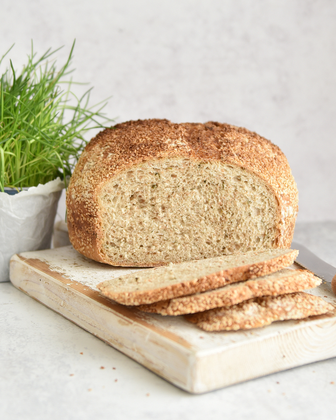 Dinkel-Sauerteigbrot. Mit Schnittlauch & Sesam. - mix dich glücklich ...