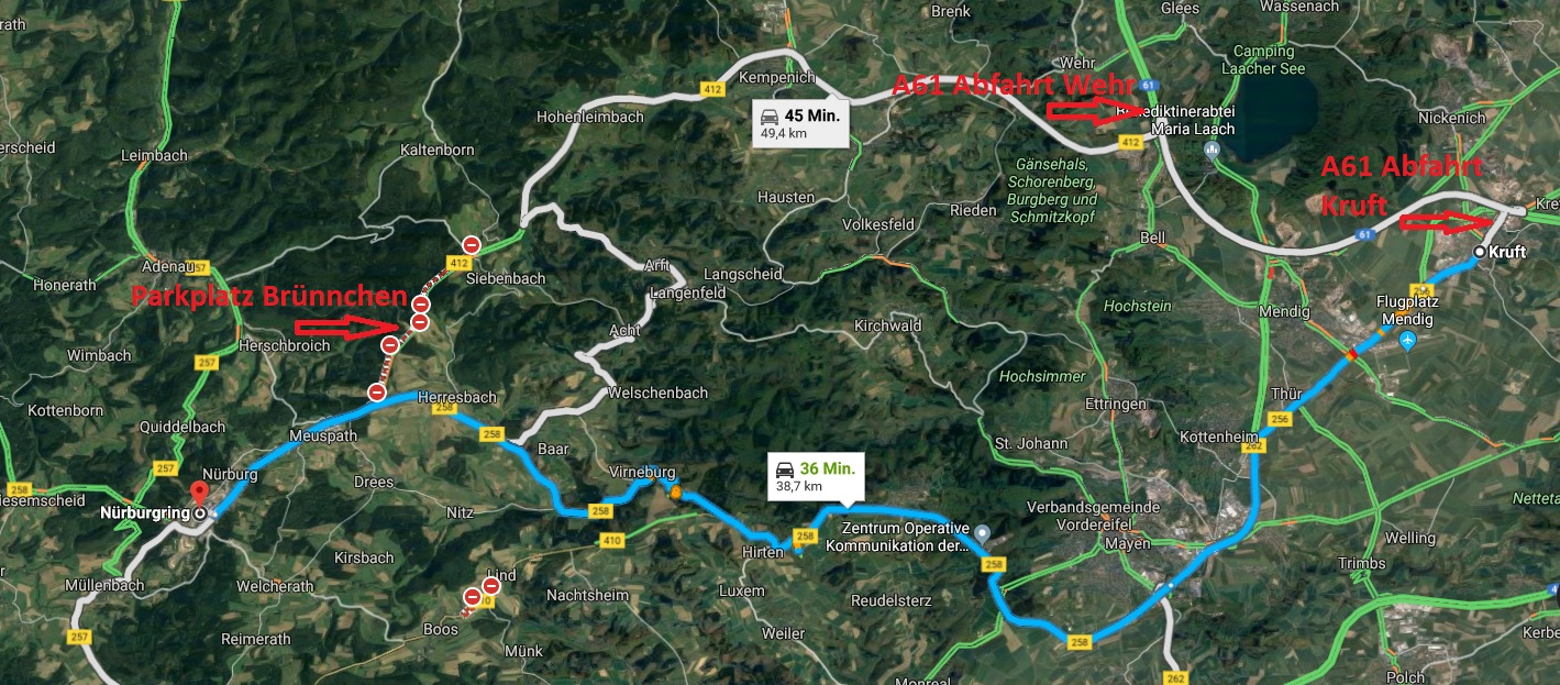 Autobahn A61 Karte