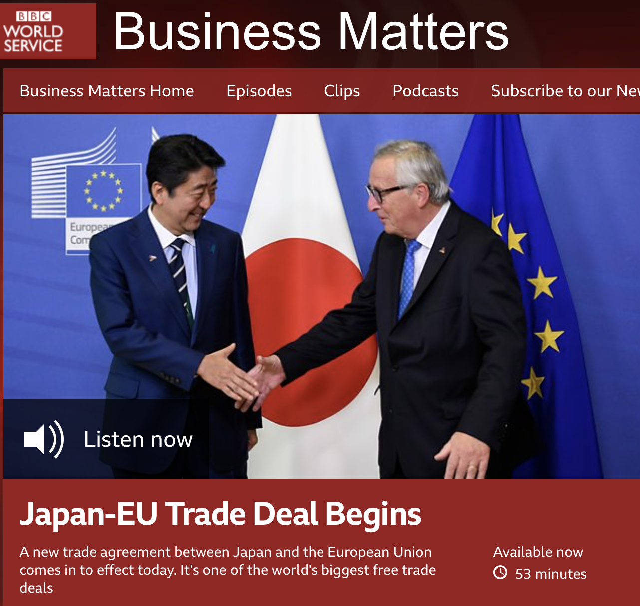 BBC interview on the EU-Japan EPA (Economic Partnership Agreement ...
