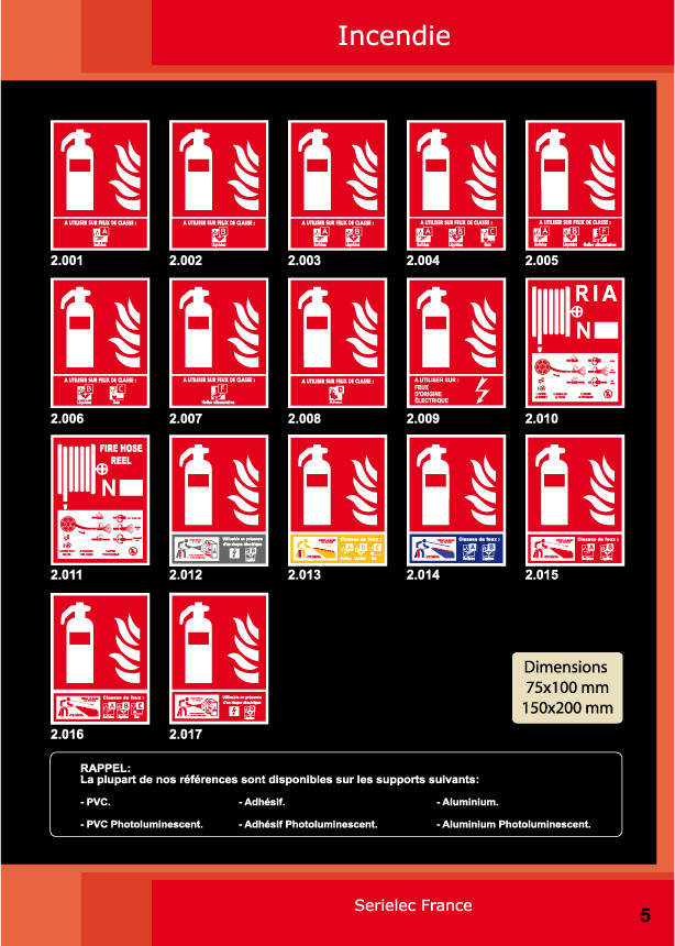 Panneaux de signalisation de sécurité incendie - Serielec France