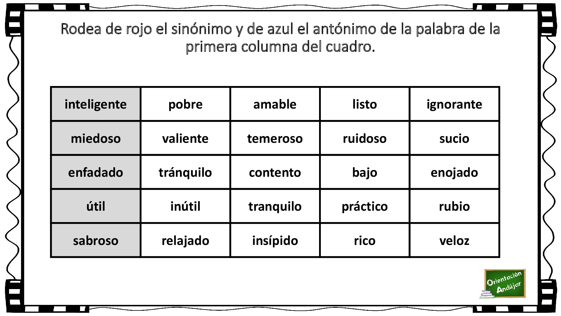 PALABRAS ANTÓNIMAS - Página web de clasificacionpalabrasnoveno