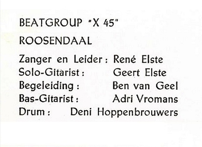 X-45 (Roosendaal 1966-1967) - West-Brabants 60s Rock & Roll Archief