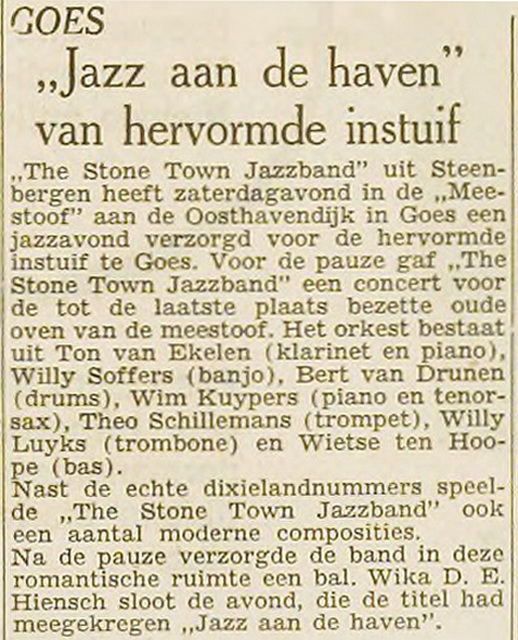 The Stone Town Jazzband (Steenbergen begin jaren 60) - West-Brabants ...