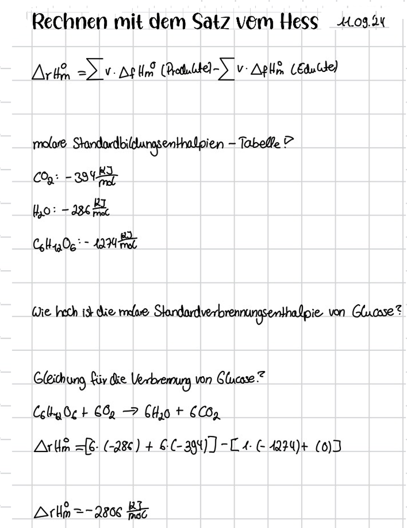 Standard Reaktionsenthalpie Berechnen