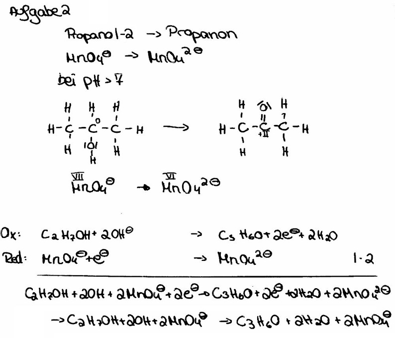 Übungsaufgabe - Reaktion von Propanol-1 und Propanol-2 mit Permanganat ...