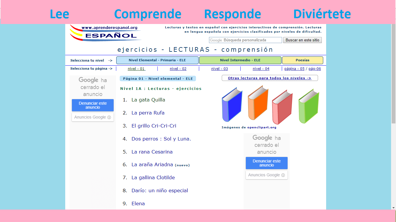 Comprensión lectora - Página web de lectoescrituragrado1sm