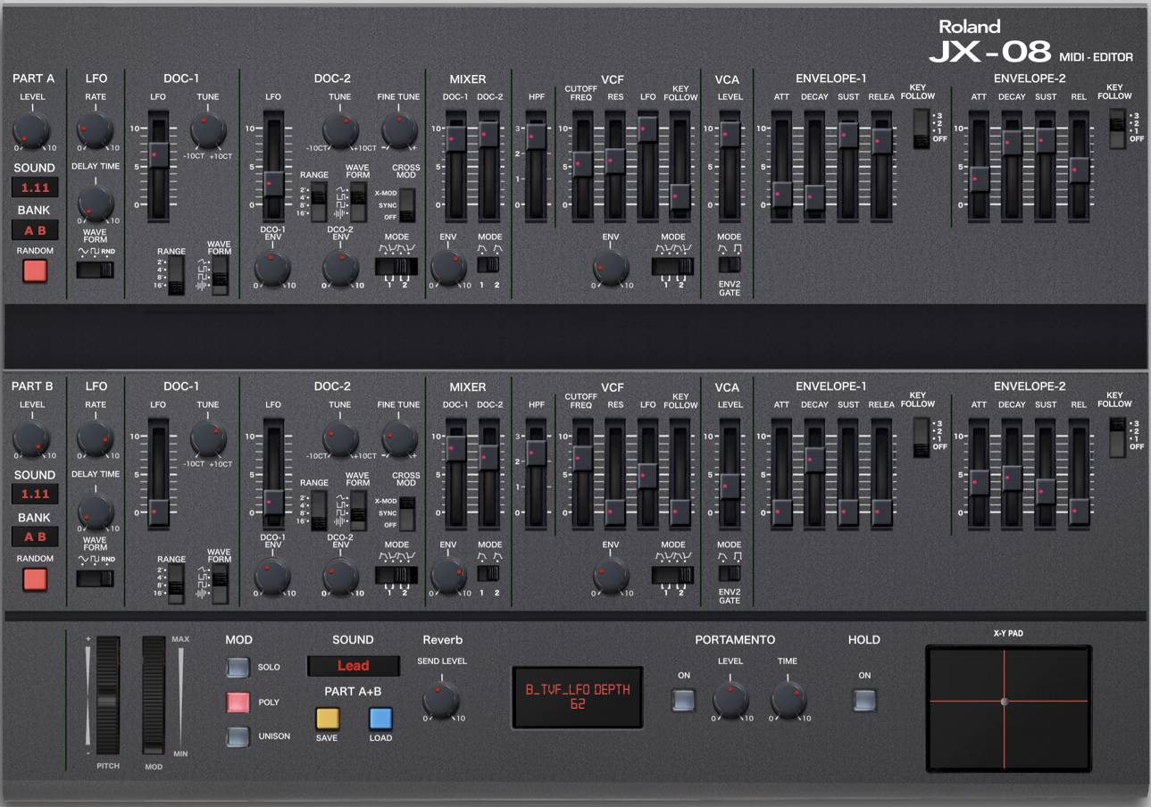 Roland JD-08 Editor and JX-08 Editor and Controller, VST and Standalone ...