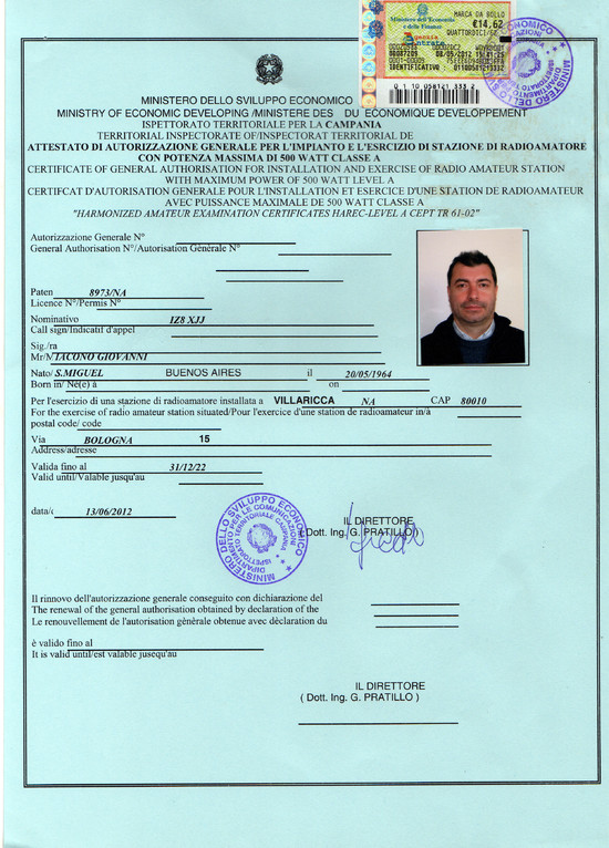 My HAREC CEPT Authorization - Welcome to IZ8XJJ