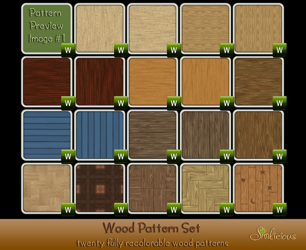 [wood] Wood Pattern Set - Custom Content for the Sims 3 by Simlicious