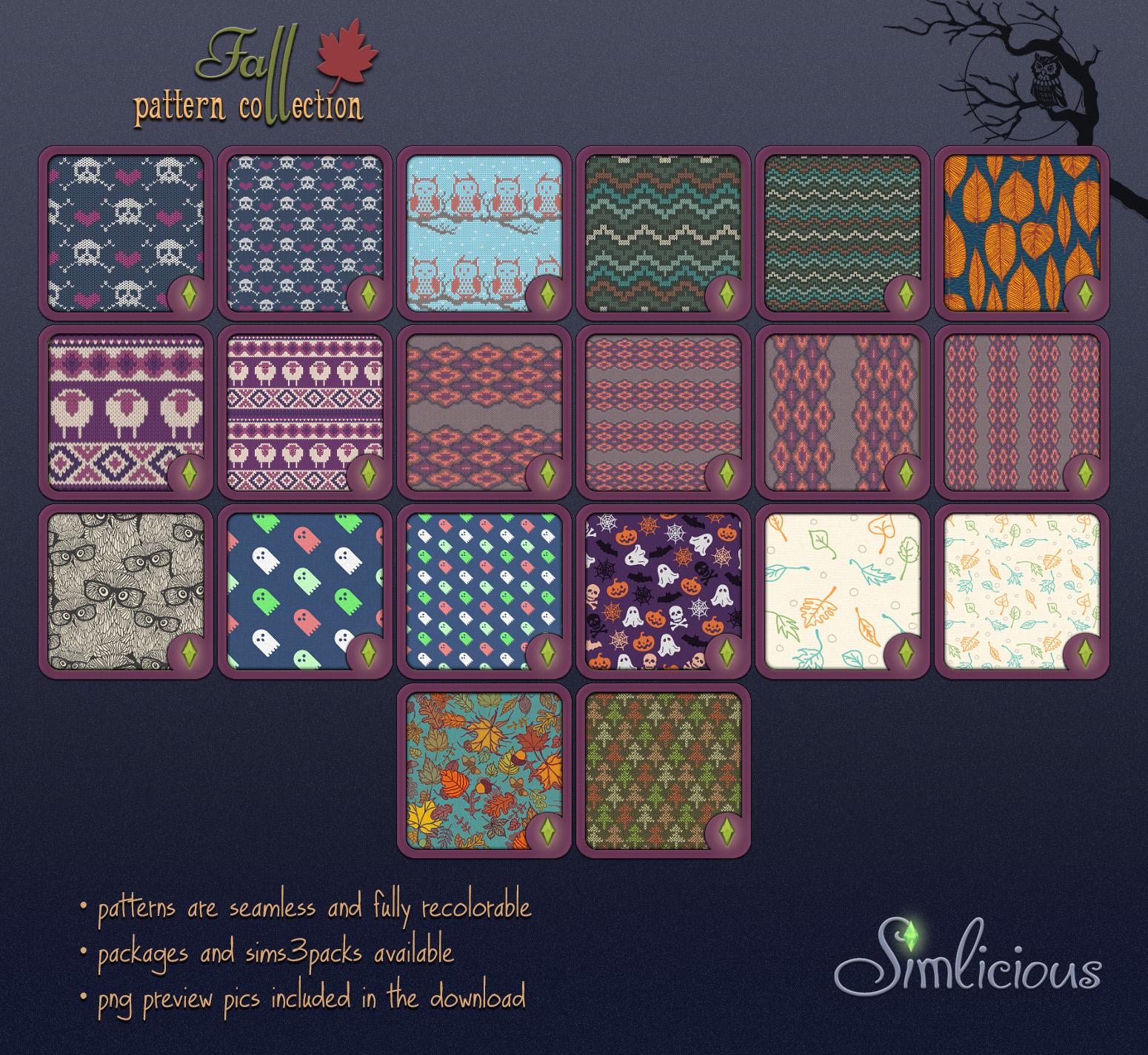 Fall Pattern Collection - Custom Content for the Sims 3 by Simlicious