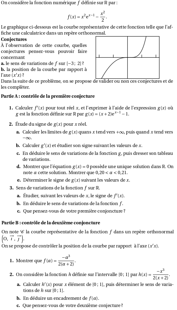 Exercices exponentielle - Les Maths en Terminale S