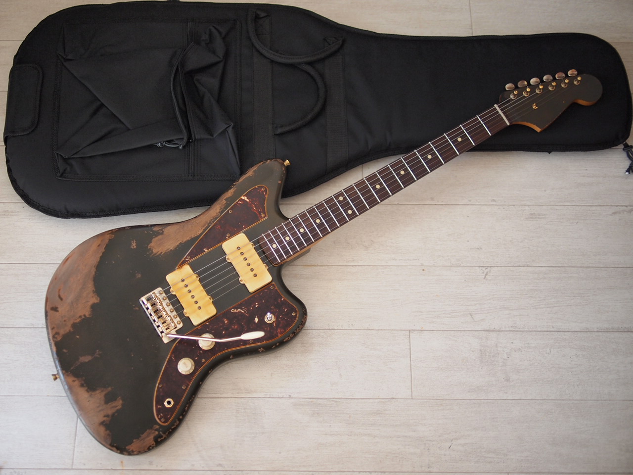 SOLD Warmoth + MJT - Custom "Split" Jazzmaster - Faded Olive Drab Green ...