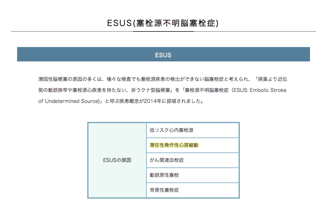 ESUS（塞栓源不明脳塞栓症） - 渡辺内科 名古屋