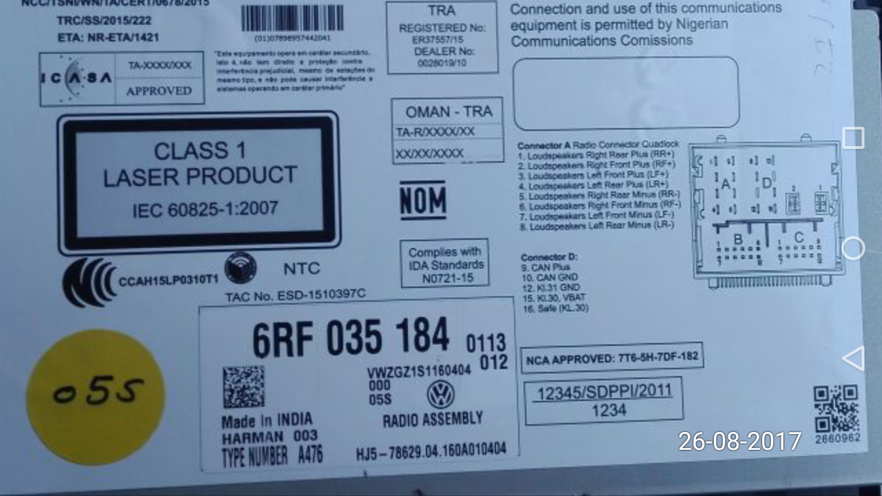 Ingresar código para estéreo VW - Zona Alarma