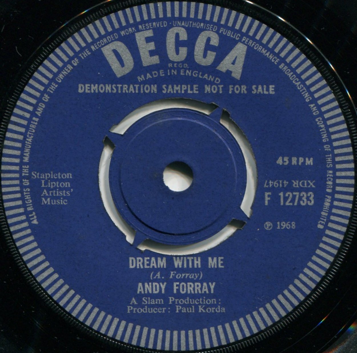 Andy Forray - Epitaph To You / Dream With Me - UK Decca F 12733 ...