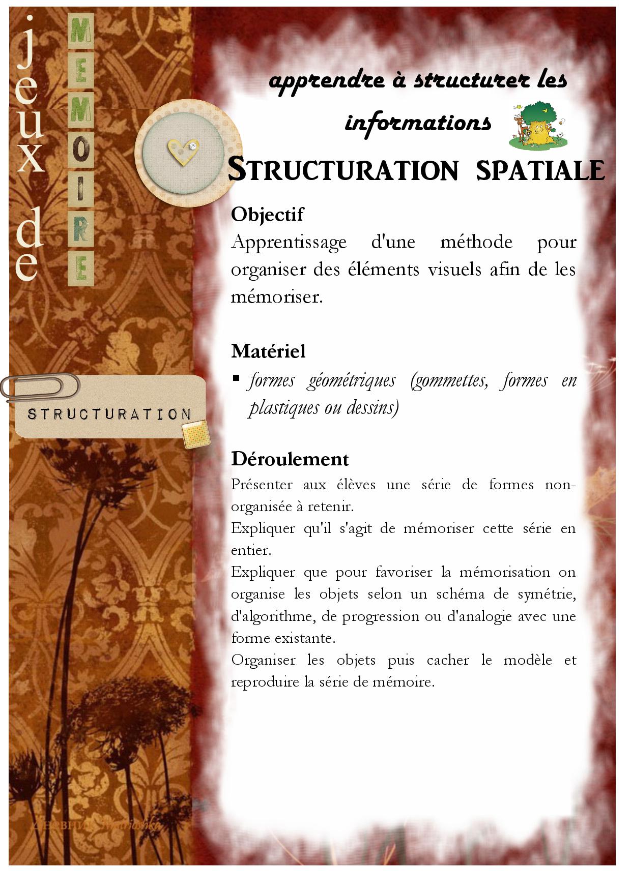 structuration spatiale - Fiches de prep (cycle1-cycle 2-ULIS-Rased)