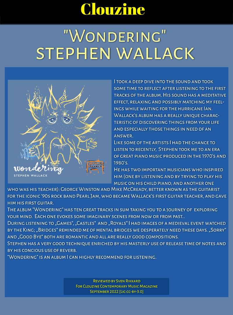 "WONDERING" BY STEPHEN WALLACK [2022] REVIEWED BY SVEN RIKKARD FOR ...