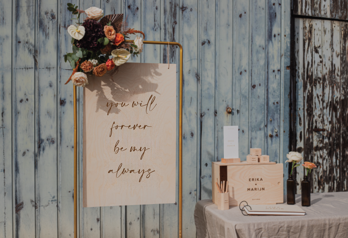 Houten bord met tekst naar keuze (trouw & feest) - Studio Lolo I ...