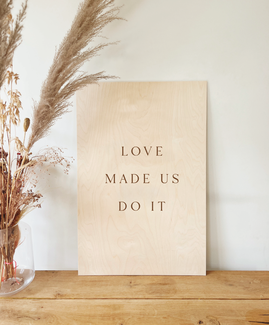 Houten bord met tekst naar keuze (trouw & feest) - Studio Lolo I ...