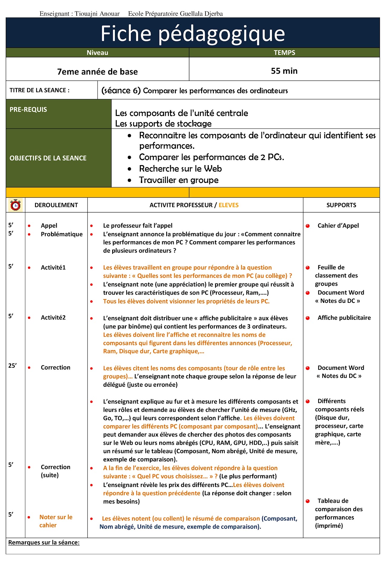 Curriculum 7 ème - Informatique - Cours, Devoirs, Exercices,