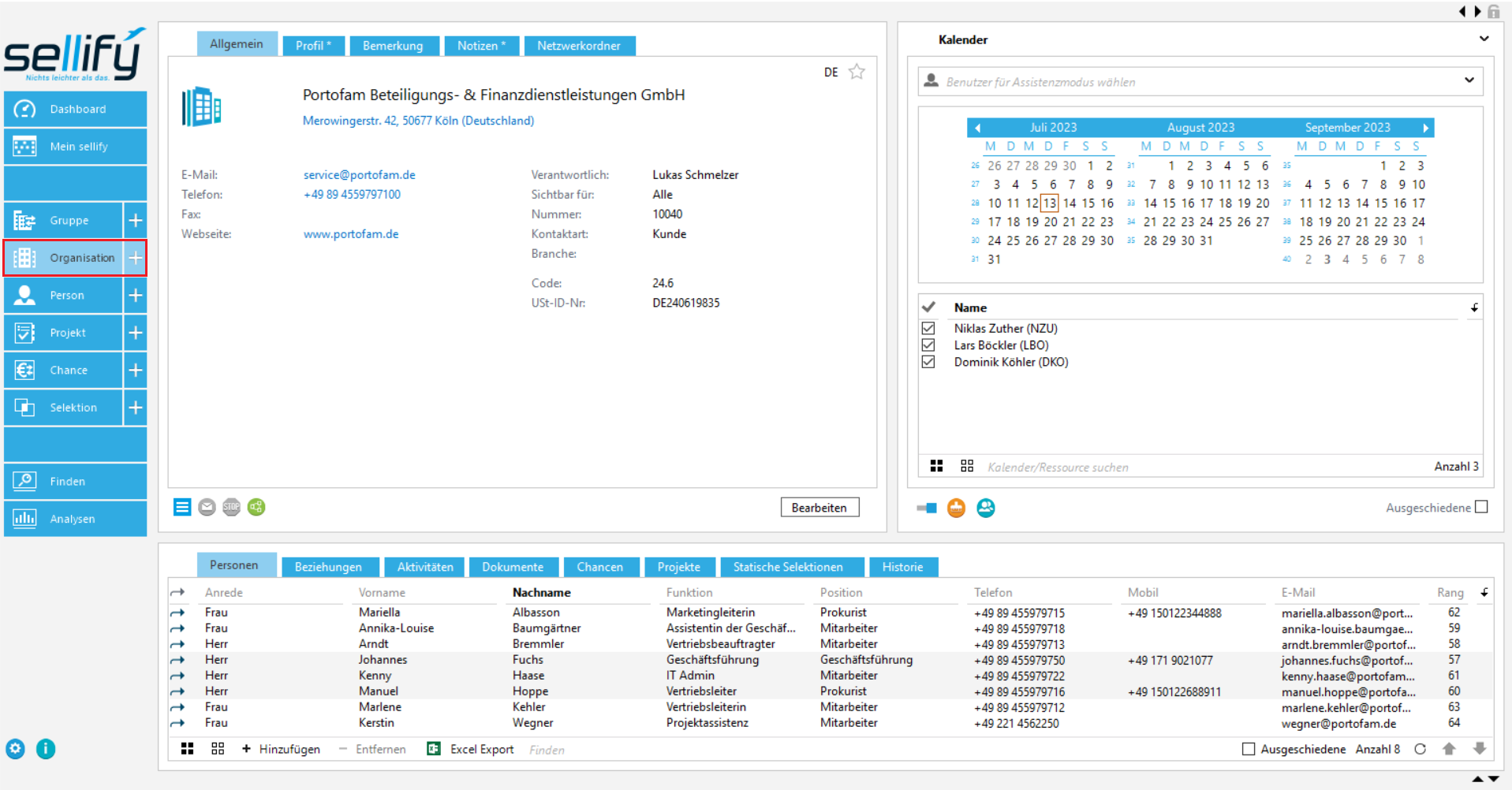 Organisation - Benutzerhandbuch sellify