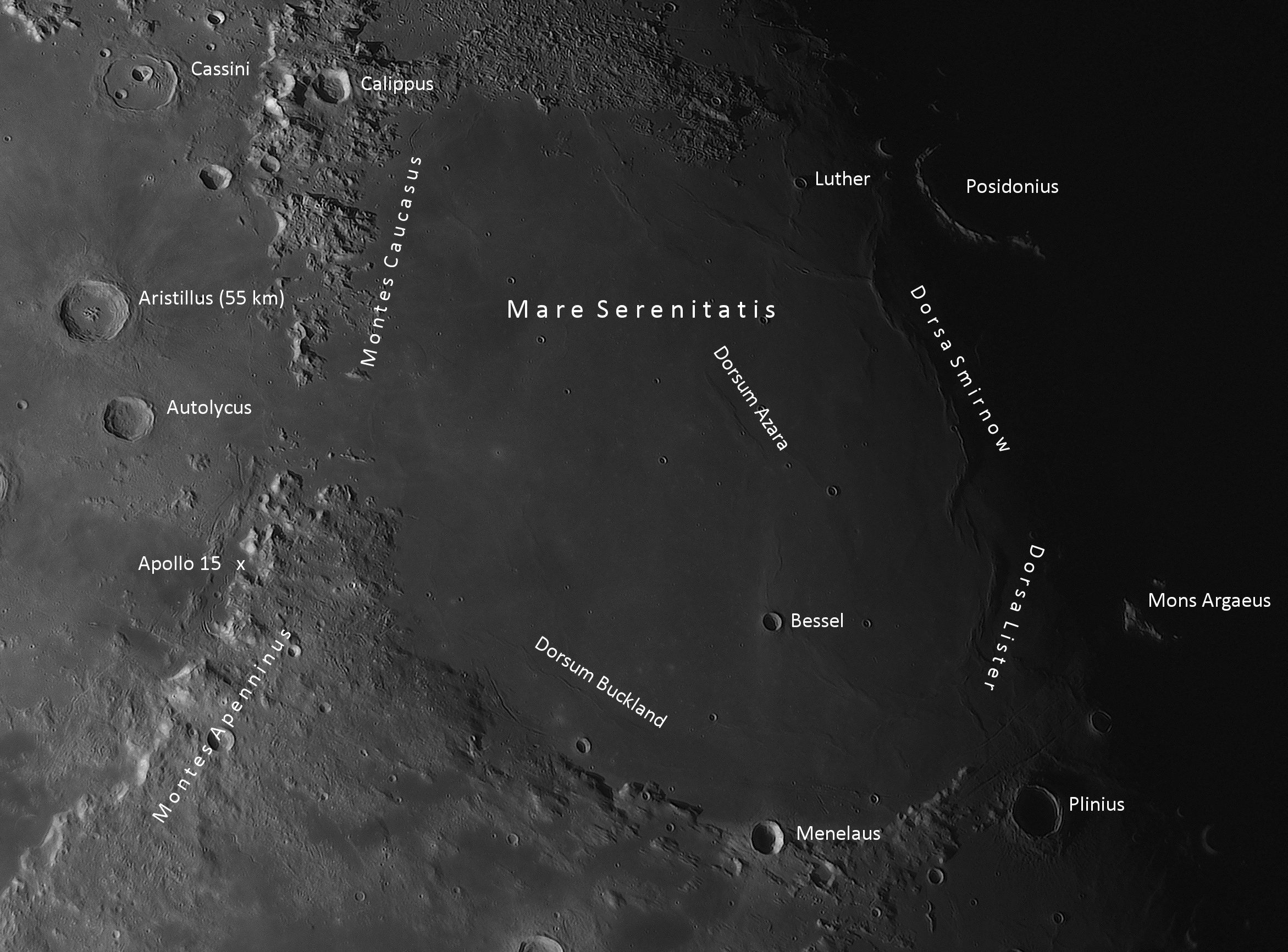 Sunset over Mare Serenitatis with several dorsa - Lunar Observing and ...