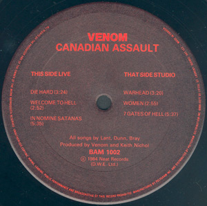 BAM 1002 - Venom - Canadian Assault - Banzai Records