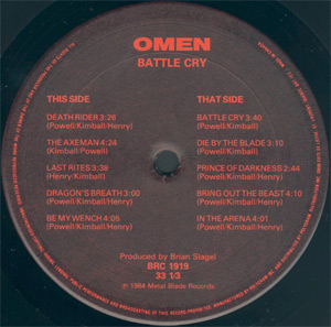BRC 1919 - Omen - Battle Cry - Banzai Records