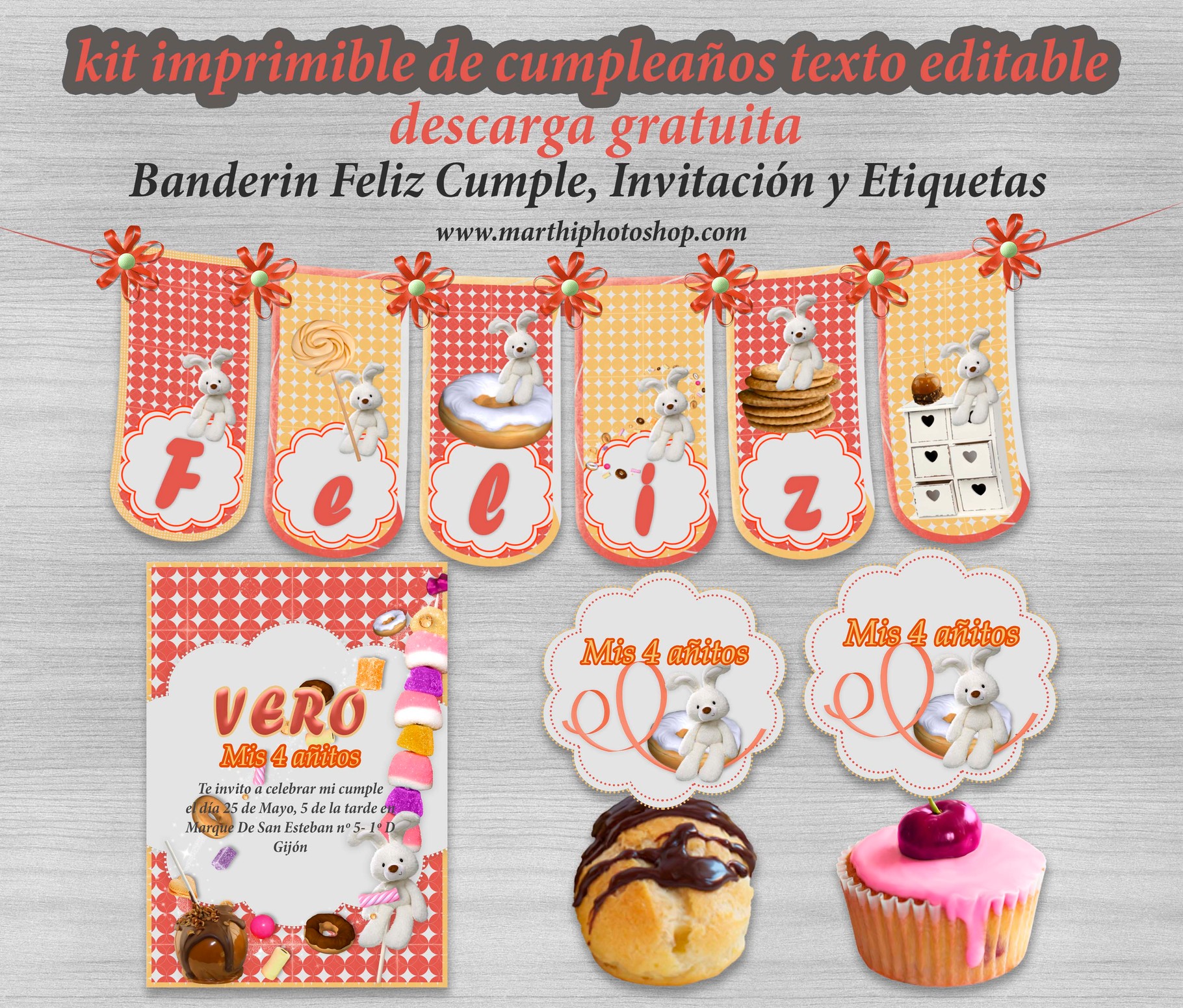 KIT IMPRIMIBLE DE CUMPLEAÑOS - Arte con Photoshop