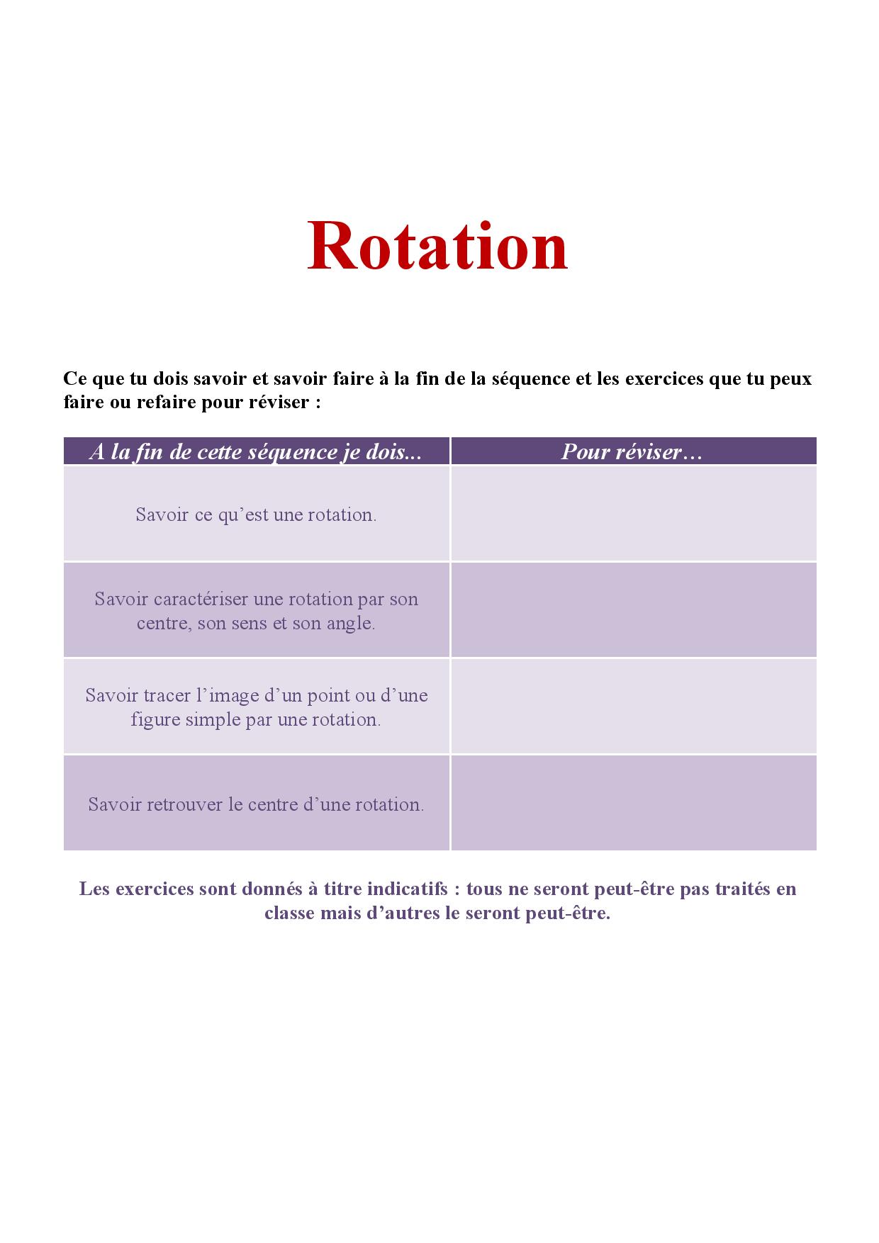 Séquence sur la rotation (cycle 4) - Mon classeur de maths