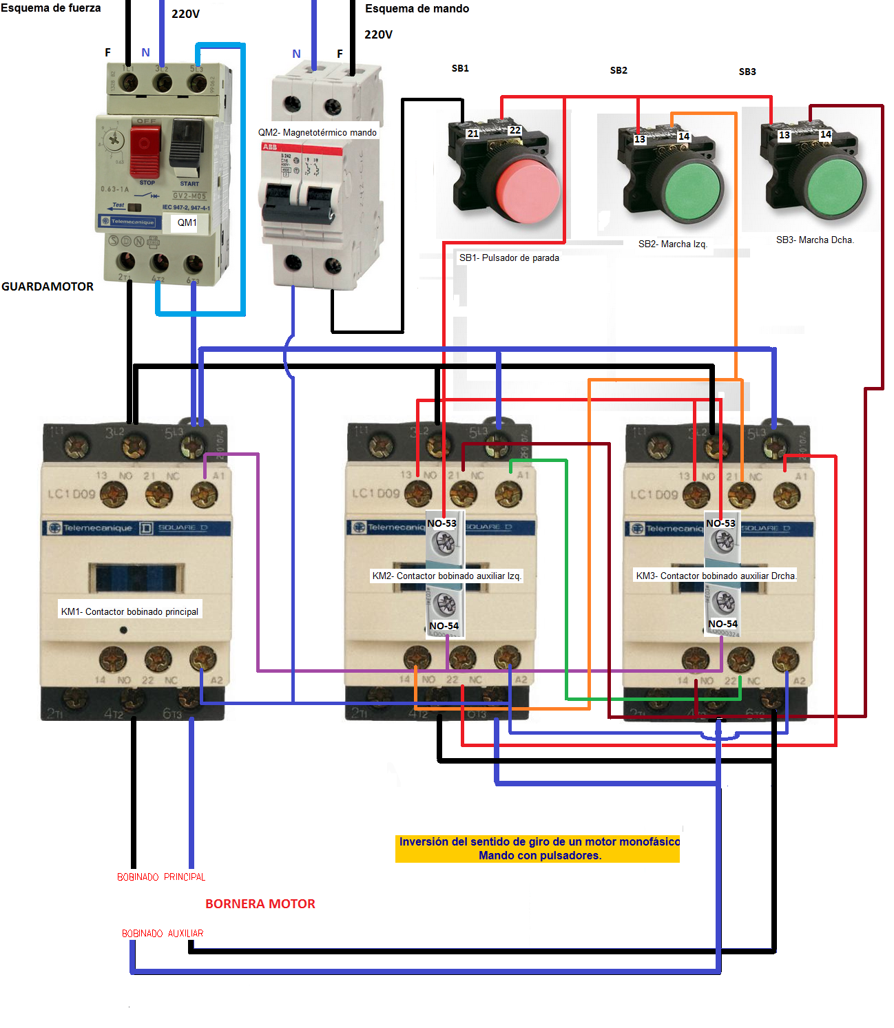 Diagrama Cambio De Giro Motor Monofasico Esquemas Eléctrico