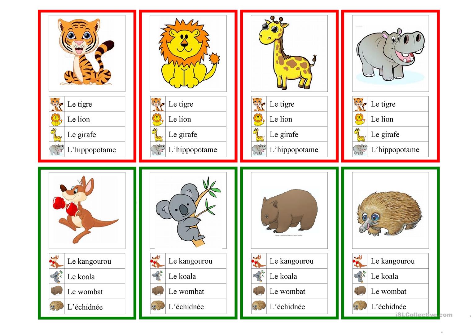 VOCABULAIRE DES ANIMAUX - Página web de portalfrances