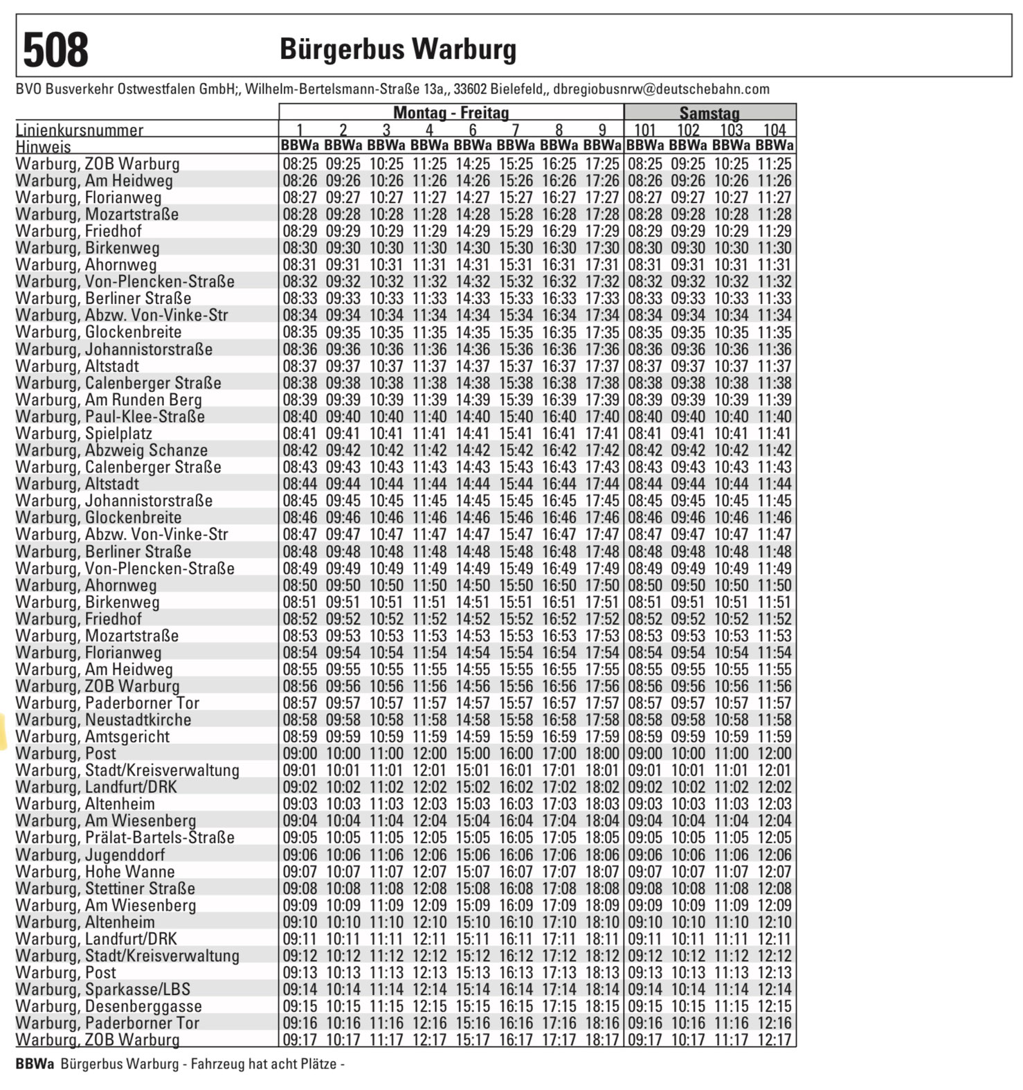 Fahrplan - Bürgerbus Warburg e.V.