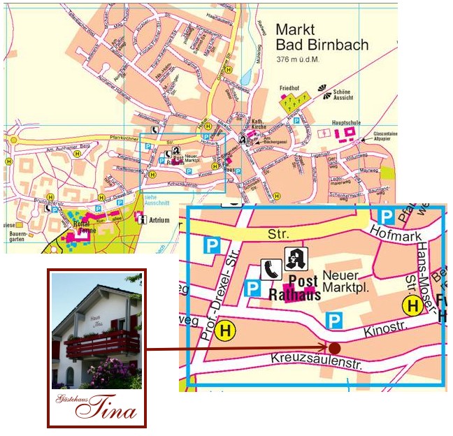 Anreise - Ferienwohnungen & Appartements in Bad Birnbach - Gästehaus Tina