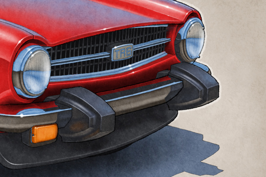 >> 1970-1976 TRIUMPH TR6 US SPECS - AUTOMOTIVE ART BY LEMIREART