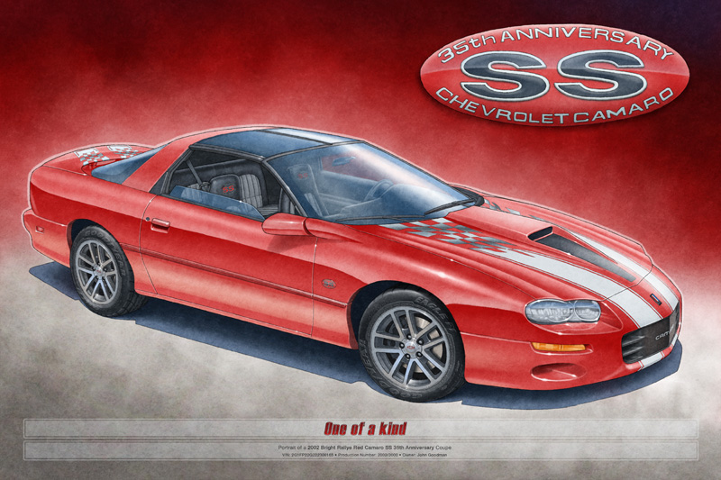 2002 Camaro SS 35th Anniversary - AUTOMOTIVE ART BY LEMIREART